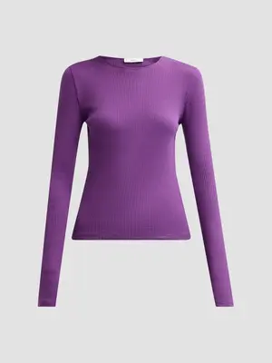 Vince Rib-knit Cotton Tee - Violette