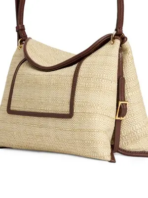WANDLER Hortensia Mini Raffia Crossbody Bag
