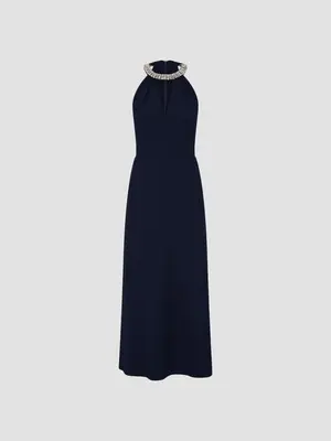 Rebecca Vallance Gimlet Halterneck Midi Dress - Navy