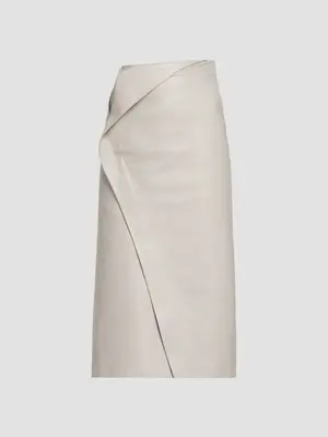 JIL SANDER Wrap Leather Midi Skirt - Slate