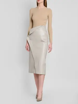 JIL SANDER Wrap Leather Midi Skirt