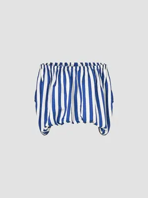 Camilla Striped Off-the-shoulder Top - Blue