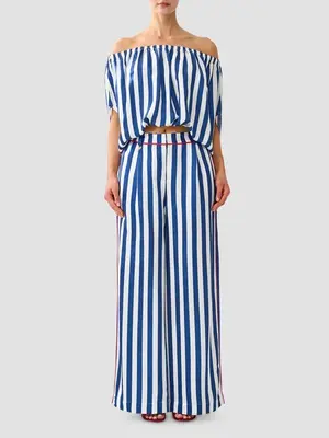 Camilla Striped Off-the-shoulder Top