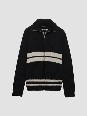 Prada Wool And Cashmere Zipper Cardigan - Black