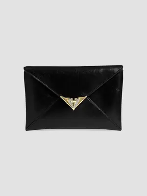 Alexis Bittar Crystal-embellished-trim Leather Envelope Clutch - Black