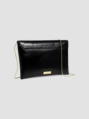 Alexis Bittar Crystal-embellished-trim Leather Envelope Clutch