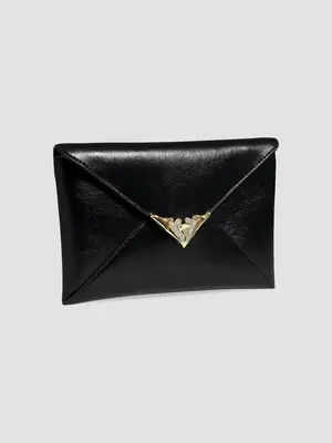 Alexis Bittar Crystal-embellished-trim Leather Envelope Clutch