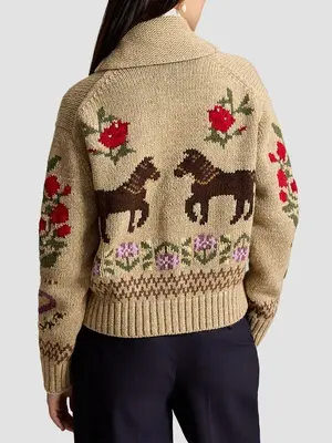 Polo Ralph Lauren Intarsa-knit Cotton-wool Shawl Cardigan