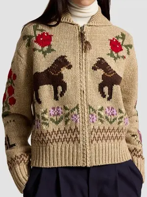 Polo Ralph Lauren Intarsa-knit Cotton-wool Shawl Cardigan