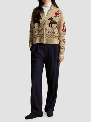 Polo Ralph Lauren Intarsa-knit Cotton-wool Shawl Cardigan