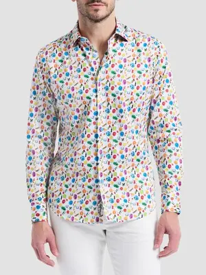 Robert Graham Garnish Printed Stretch-cotton Button-front Shirt - Multi
