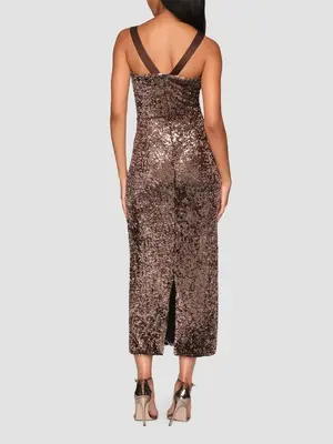 Theia Belle Sequined Midi Dress