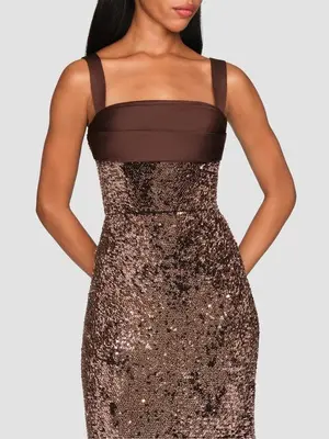 Theia Belle Sequined Midi Dress