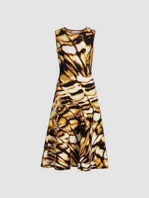 Oscar De La Renta Butterfly Jacquard-knit Crewneck Midi-dress - Black Multi