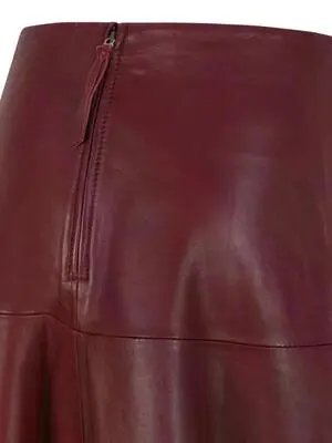 SELECTED Panelled Leather Midi Skirt - Red