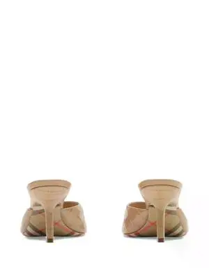 Burberry Crocodile-effect Leather Mews Low Sandals - Neutrals