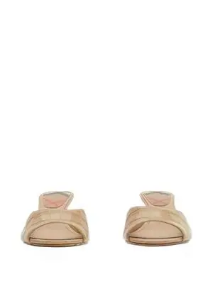 Burberry Crocodile-effect Leather Mews Low Sandals - Neutrals