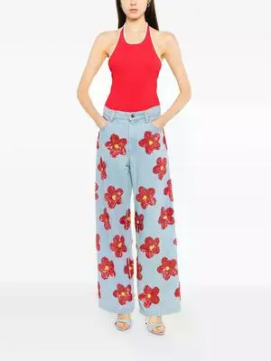 Ashish Floral Embroidered Jeans - Blue