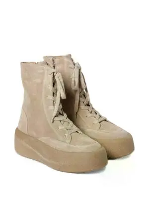 VIC MATIE Lace-up Suede Ankle Boots - Neutrals