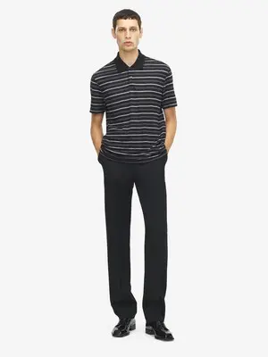 Alexander McQueen Striped Cotton Linen Polo Shirt