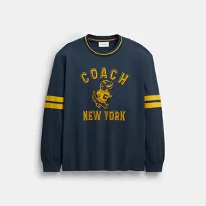 COACH Rexy Mascot Classic Long Sleeve T-shirt In Organic Cotton - Navy