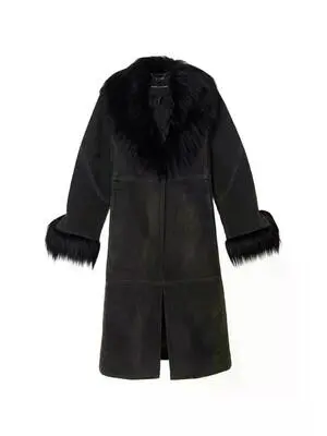 Marc Jacobs Faux-fur Trim Denim Coat - Brown