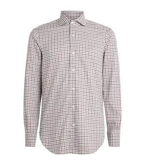 BARBA NAPOLI Cotton Check Shirt - Brown