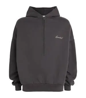 Fear Of God Signature Lounge Half-zip Hoodie - Black