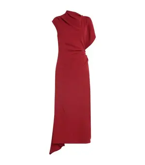 Veronica Beard Asymmetric Brett Midi Dress - Red