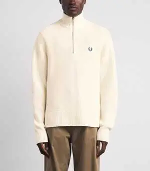 Fred Perry Wool-blend Quarter-zip Fisherman Sweater