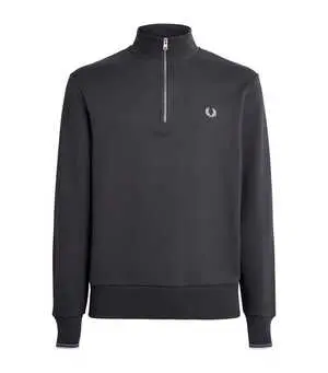 Fred Perry Cotton Half-zip Sweatshirt - Grey