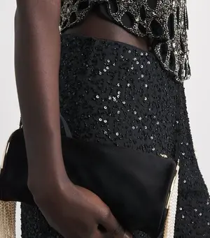 Alice + Olivia Sequin Athena Wide-leg Trousers