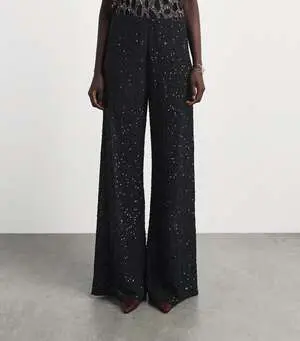 Alice + Olivia Sequin Athena Wide-leg Trousers