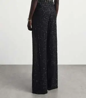Alice + Olivia Sequin Athena Wide-leg Trousers