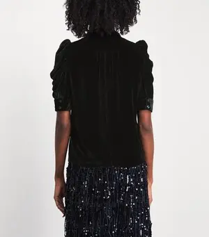 FRAME Velvet Puff-sleeve Gillian Blouse