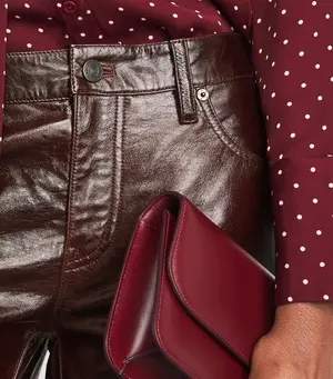 FRAME Leather The Bow Barrel-leg Trousers