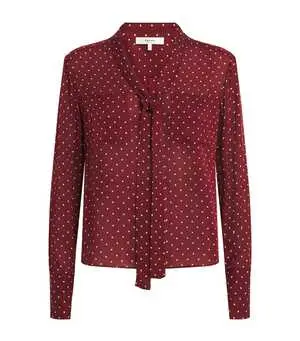 FRAME Silk Modern Tie Blouse - Red