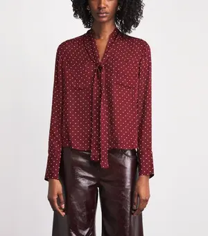 FRAME Silk Modern Tie Blouse