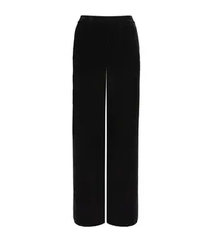 FRAME Velvet Plaza Wide-leg Trousers - Black