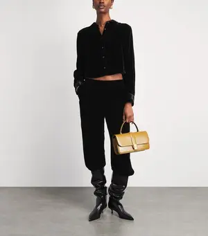 FRAME Velvet Plaza Wide-leg Trousers