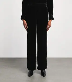 FRAME Velvet Plaza Wide-leg Trousers