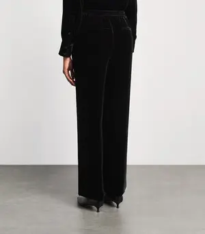 FRAME Velvet Plaza Wide-leg Trousers
