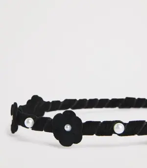 Monnalisa Velvet Flower-detail Headband