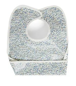 Bonpoint Coated Cotton Floral Print Bib - Blue