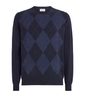 Johnstons Of Elgin Cashmere Argyll Sweater - Navy