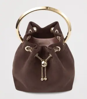 JIMMY CHOO Suede Bon Bon Shoulder Bag