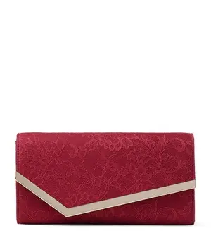 JIMMY CHOO Lace Emmie Clutch Bag - Red