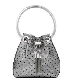 JIMMY CHOO Micro Glitter Bon Bon Top-handle Bag - Silver