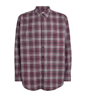 Johnstons Of Elgin Wool-cashmere Check Capercaillie Overshirt - Red