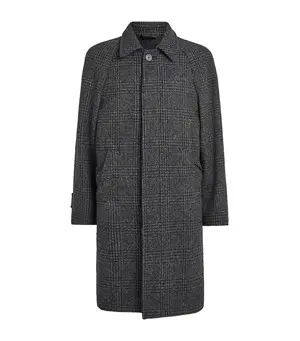 Johnstons Of Elgin Wool Check Balmacaan Coat - Grey